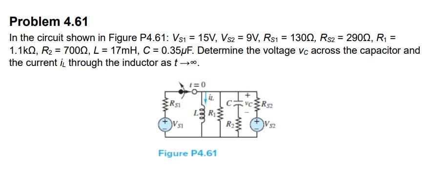 Solved In the circuit shown in Figure P4.61: VS1 = 15V, VS2 | Chegg.com