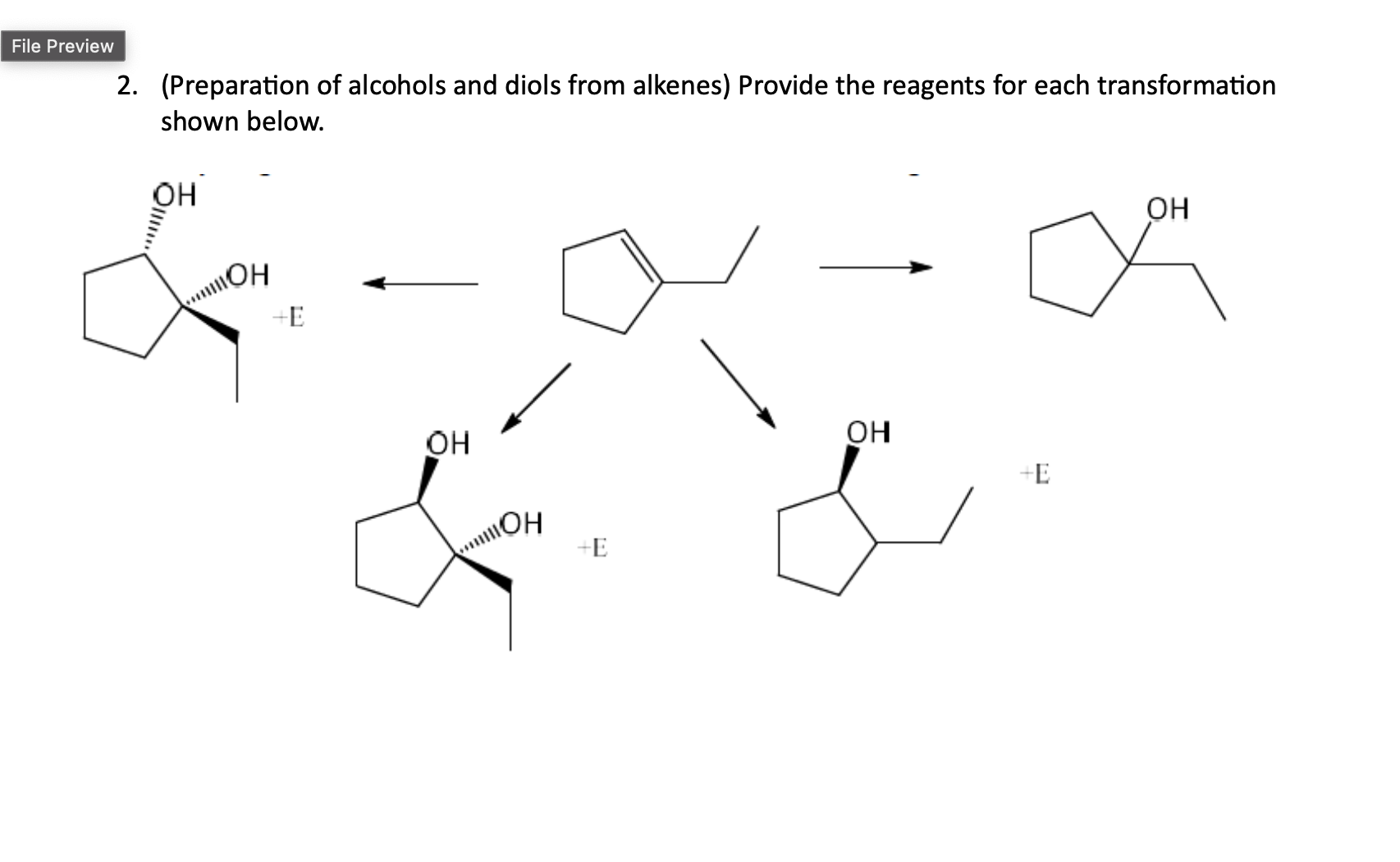 Solved 2. (Preparation of alcohols and diols from alkenes) | Chegg.com