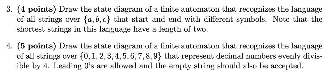 Solved 3. (4 points) Draw the state diagram of a finite | Chegg.com