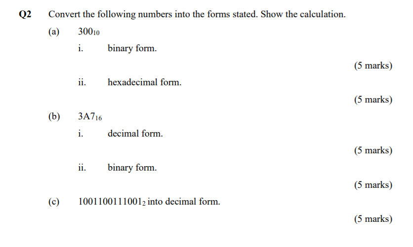 Solved Q2 Convert the following numbers into the forms | Chegg.com