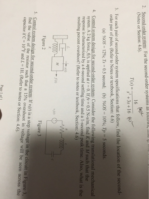 Solved For each pair of second-order system specifications | Chegg.com