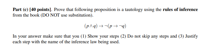 Solved Part (C) [40 points). Prove that following | Chegg.com