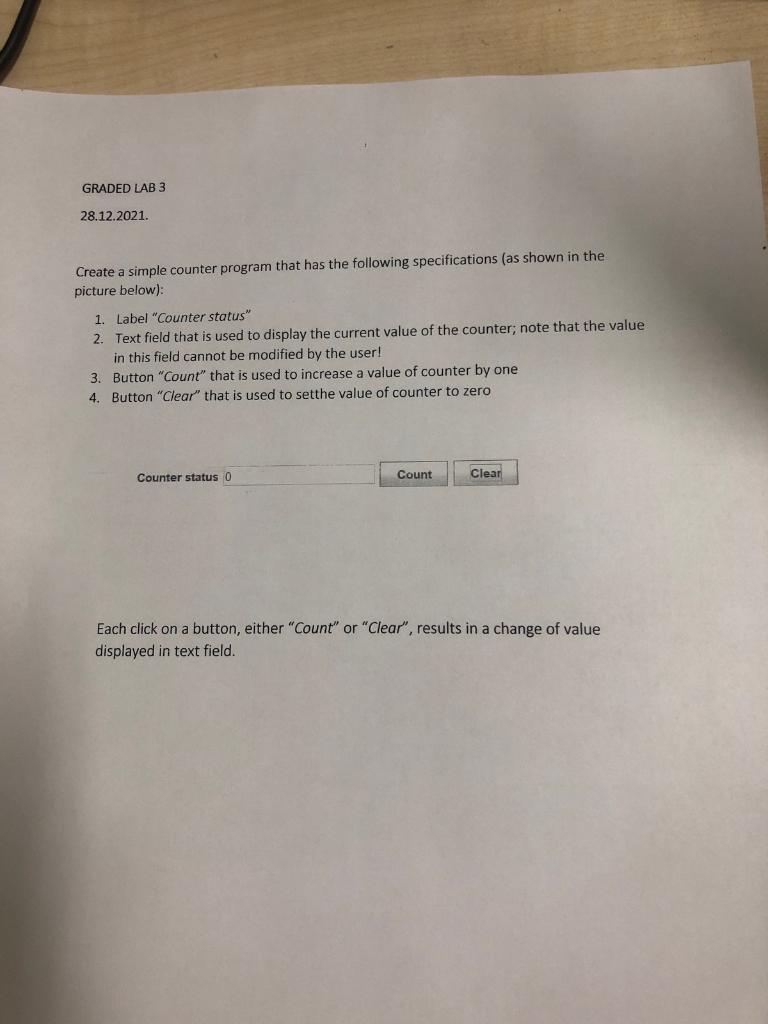 Solved GRADED LAB 3 28.12.2021. Create a simple counter | Chegg.com