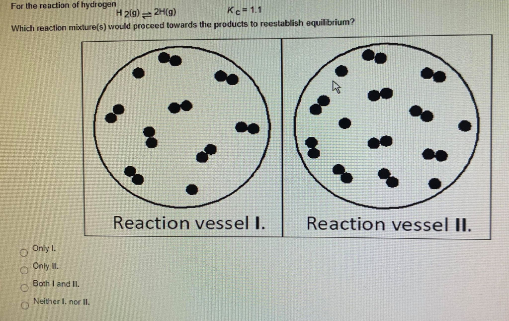 Solved For the reaction of hydrogen H2(9) = 2H(9) Kc= 1.1 | Chegg.com