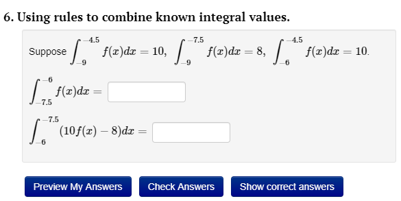 Solved 6. Using rules to combine known integral values. J9 | Chegg.com