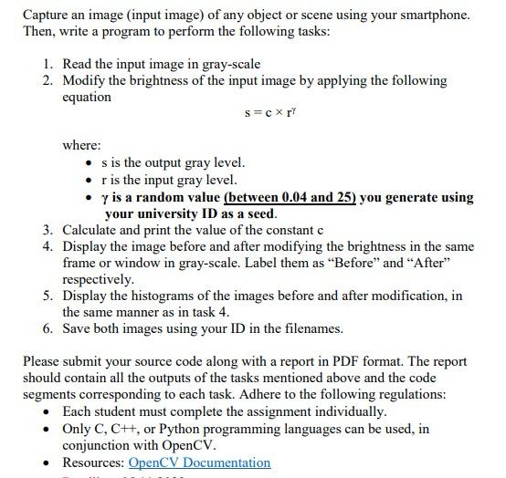 Solved Capture an image (input image) ﻿of any object or | Chegg.com