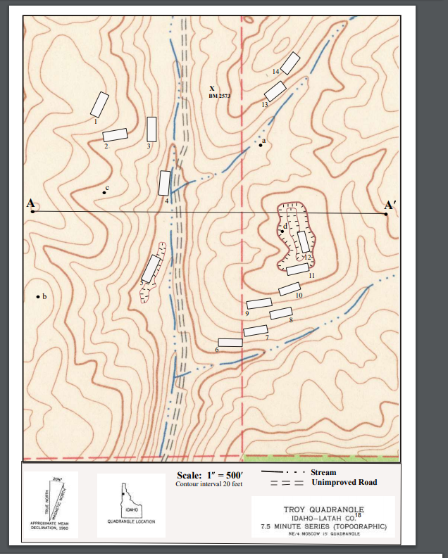 Solved Scale:" 500_. Stream Contour interval 20 feet | Chegg.com