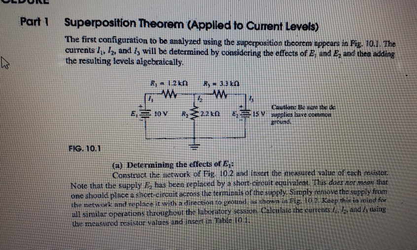 Solved Part 1 Superposition Theorem (Applied to Current | Chegg.com