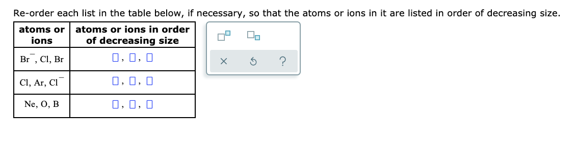 Solved Re-order each list in the table below, if necessary, | Chegg.com