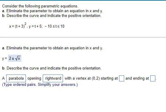 Solved Consider the following parametric equations. a. | Chegg.com