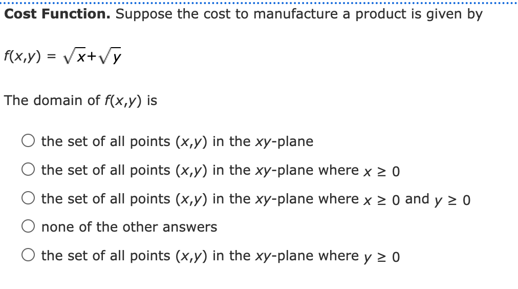 Solved Cost Function Suppose The Cost To Manufacture A
