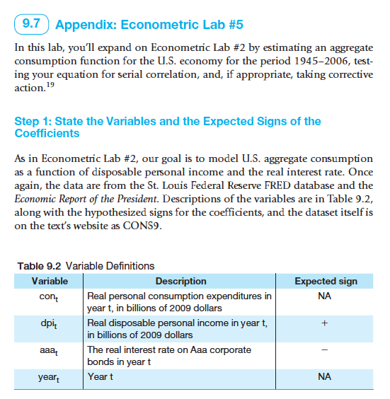 Appendix Econometric Lab 5 In This Lab Youll