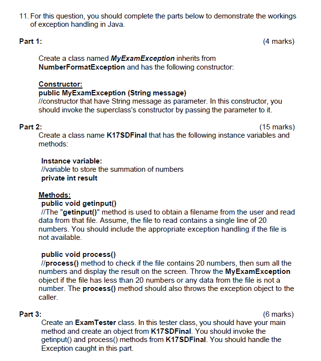Solved 11. For this question, you should complete the parts | Chegg.com