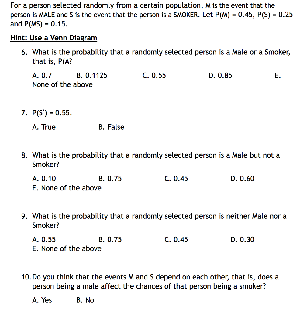 Solved For a person selected randomly from a certain | Chegg.com