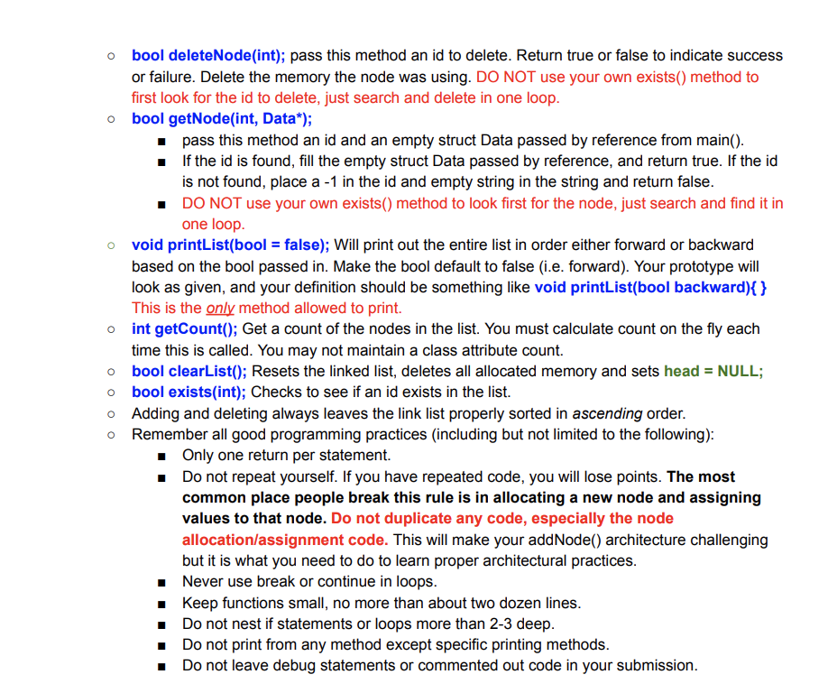 Assignment 6: Linked Lists Description: Create a | Chegg.com