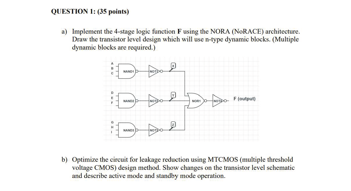 Solved a) Implement the 4-stage logic function F using the | Chegg.com