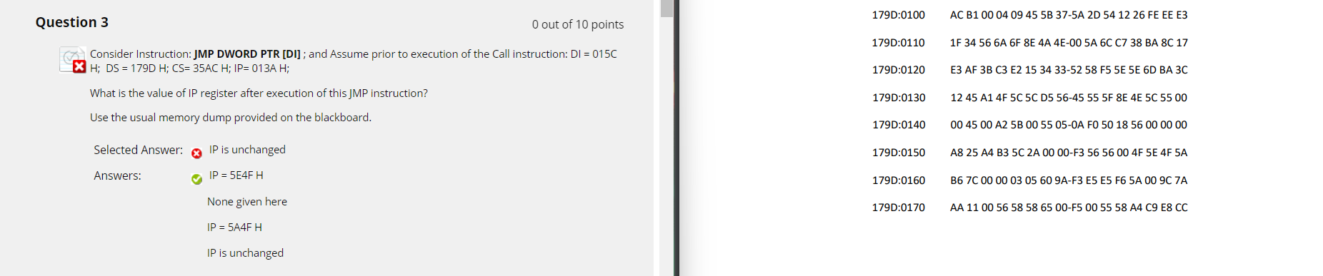 Solved 179D:0100 AC B1 00 04 09 45 5B 37-5A 2D 54 12 26 FE | Chegg.com