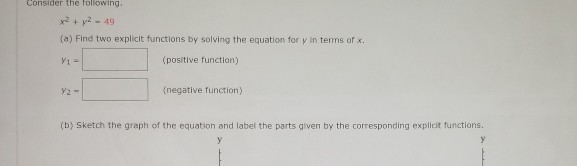 Solved Consider the following. x2 + y2-49 (a) Find two | Chegg.com