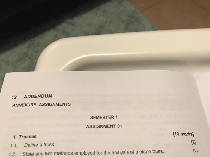 Solved 12 ADDENDUM ANNEXURE: ASSIGNMENTS SEMESTER 1 | Chegg.com