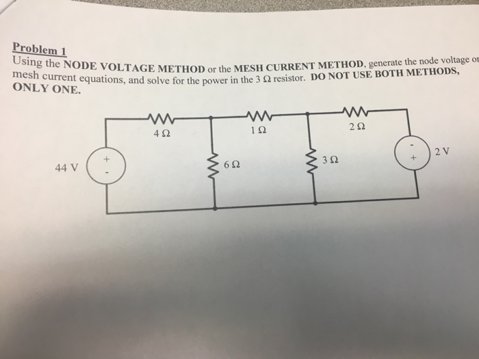 Solved Problem 1 Using the NODE VOL mesh current equations, | Chegg.com