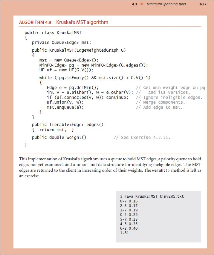 4.3 Minimum Spanning Trees 627 ALGORITHM 4.8 | Chegg.com 4.3 Minimum Spanning Trees 627 ALGORITHM 4.8 | Chegg.com