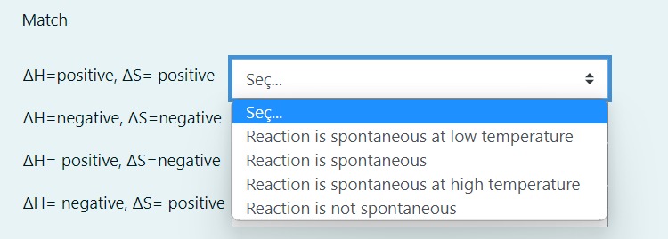 Solved Match ΔH= positive,ΔS= positive ΔH= negative,ΔS= | Chegg.com