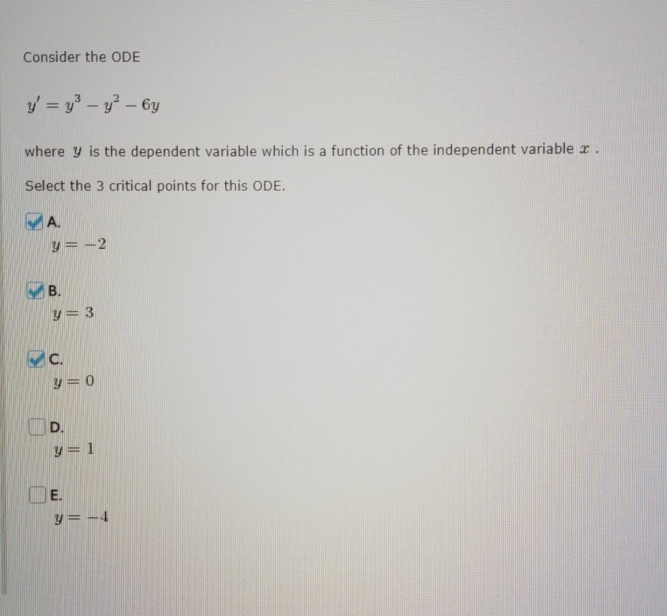 Solved Consider the ODE 3 2 where y is the dependent | Chegg.com
