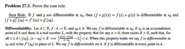 Solved Problem 27.3. Prove the sum rule of differentiation. | Chegg.com
