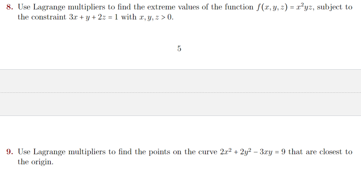 Solved 8. Use Lagrange multipliers to find the extreme | Chegg.com