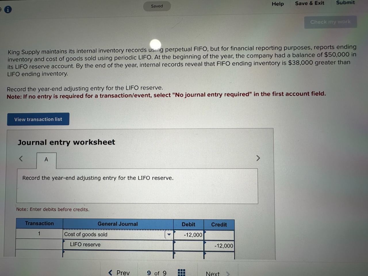 Solved King Supply maintains its internal inventory records | Chegg.com
