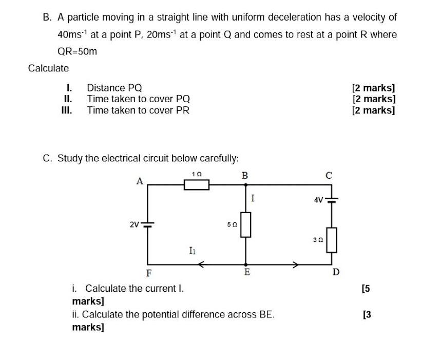 [Solved]: B. A particle moving in a straight line with uni