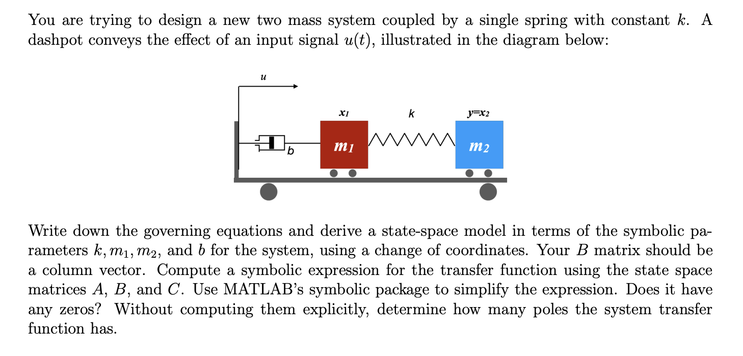 Solved You are trying to design a new two mass system | Chegg.com