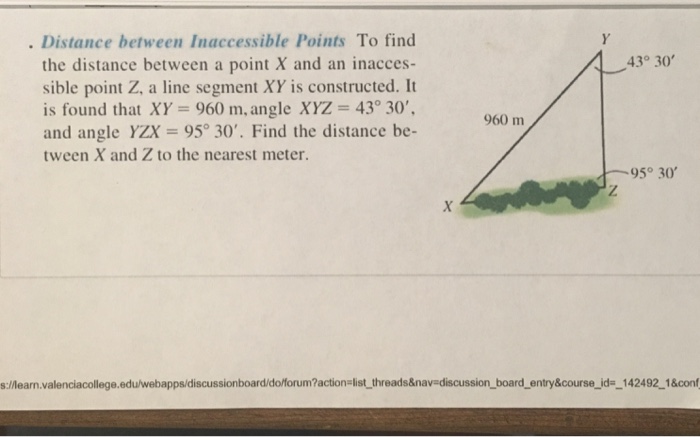Solved . Distance between Inaccessible Points To find 43° 30 | Chegg.com