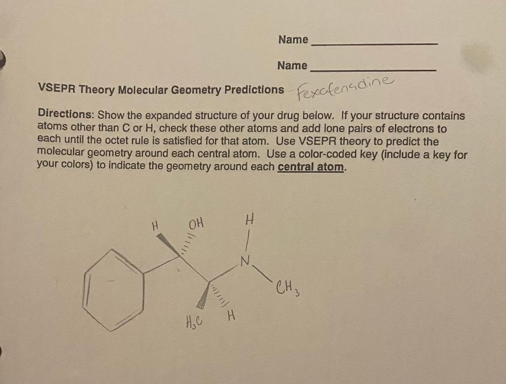 Solved VSEPR Theory Molecular Geometry Predictions | Chegg.com