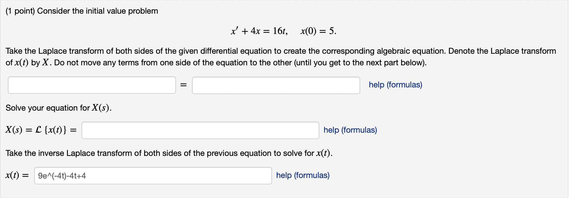 Solved (1 point) Consider the initial value problem | Chegg.com