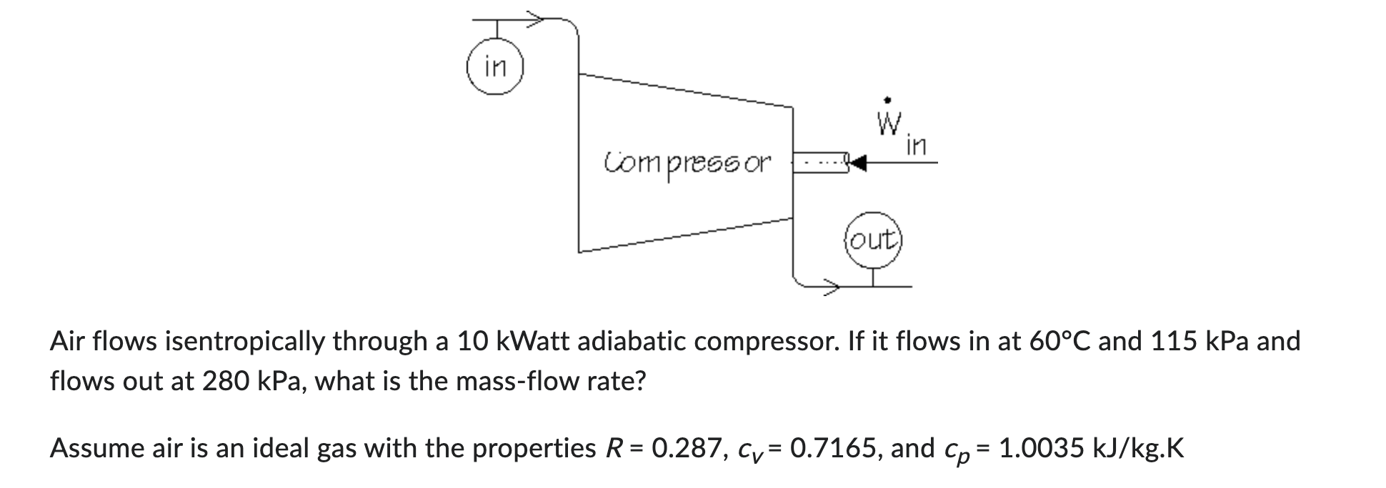 Solved Air flows isentropically through a 10kWatt adiabatic | Chegg.com