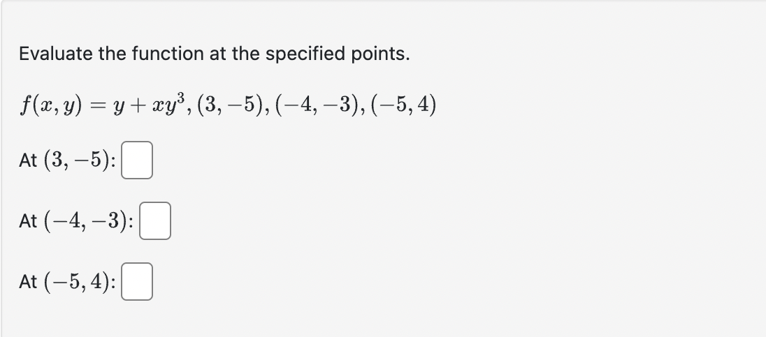 Solved Evaluate the function at the specified points. | Chegg.com