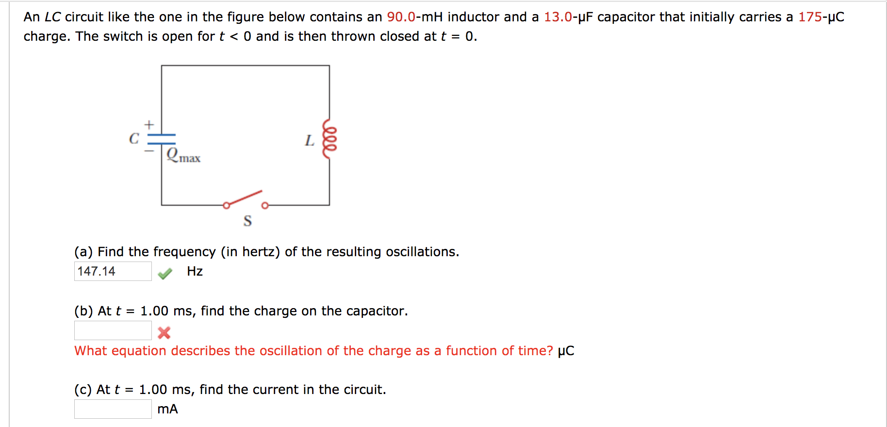 Solved An LC circuit like the one in the figure below | Chegg.com