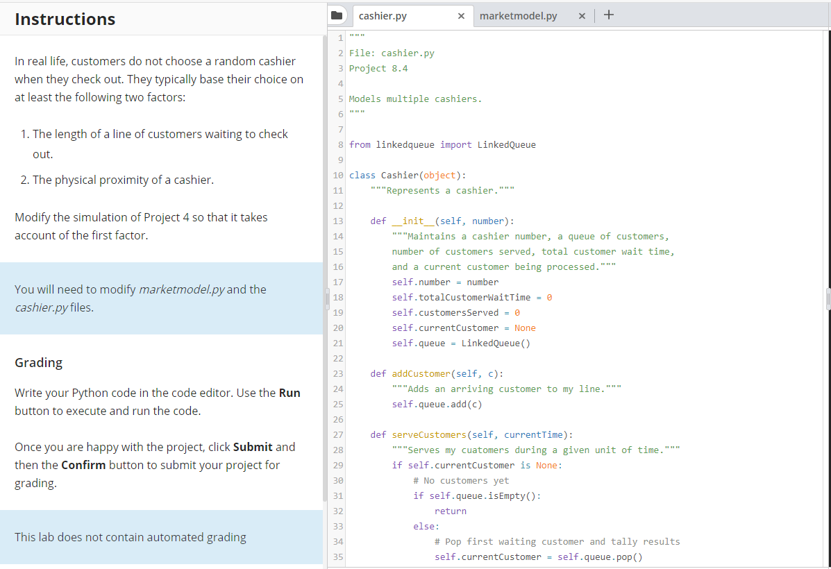 Answered: Python Programming Exercise 8.5:In real life, cust Answered: Python Programming Exercise 8.5:In real life, cust