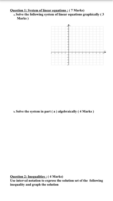 Solved Question 1: System of linear equations: (7 Marks) | Chegg.com
