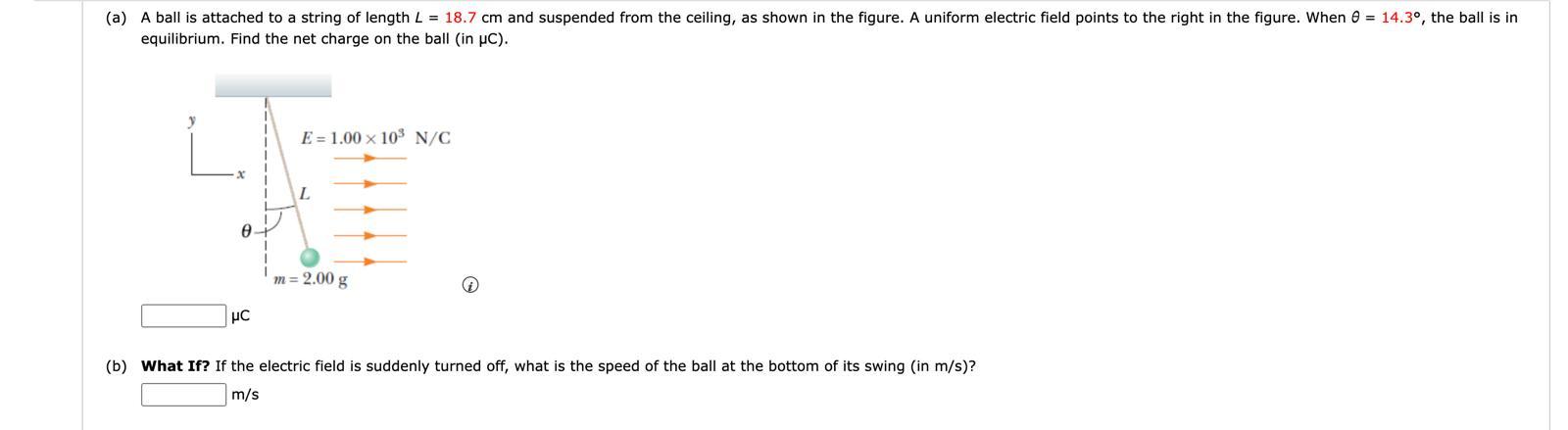 Solved equilibrium. Find the net charge on the ball (in μC | Chegg.com
