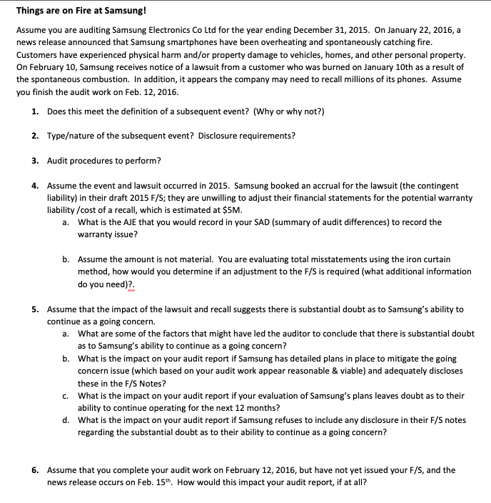 Solved 2. Type/nature of the subsequent event? Disclosure | Chegg.com