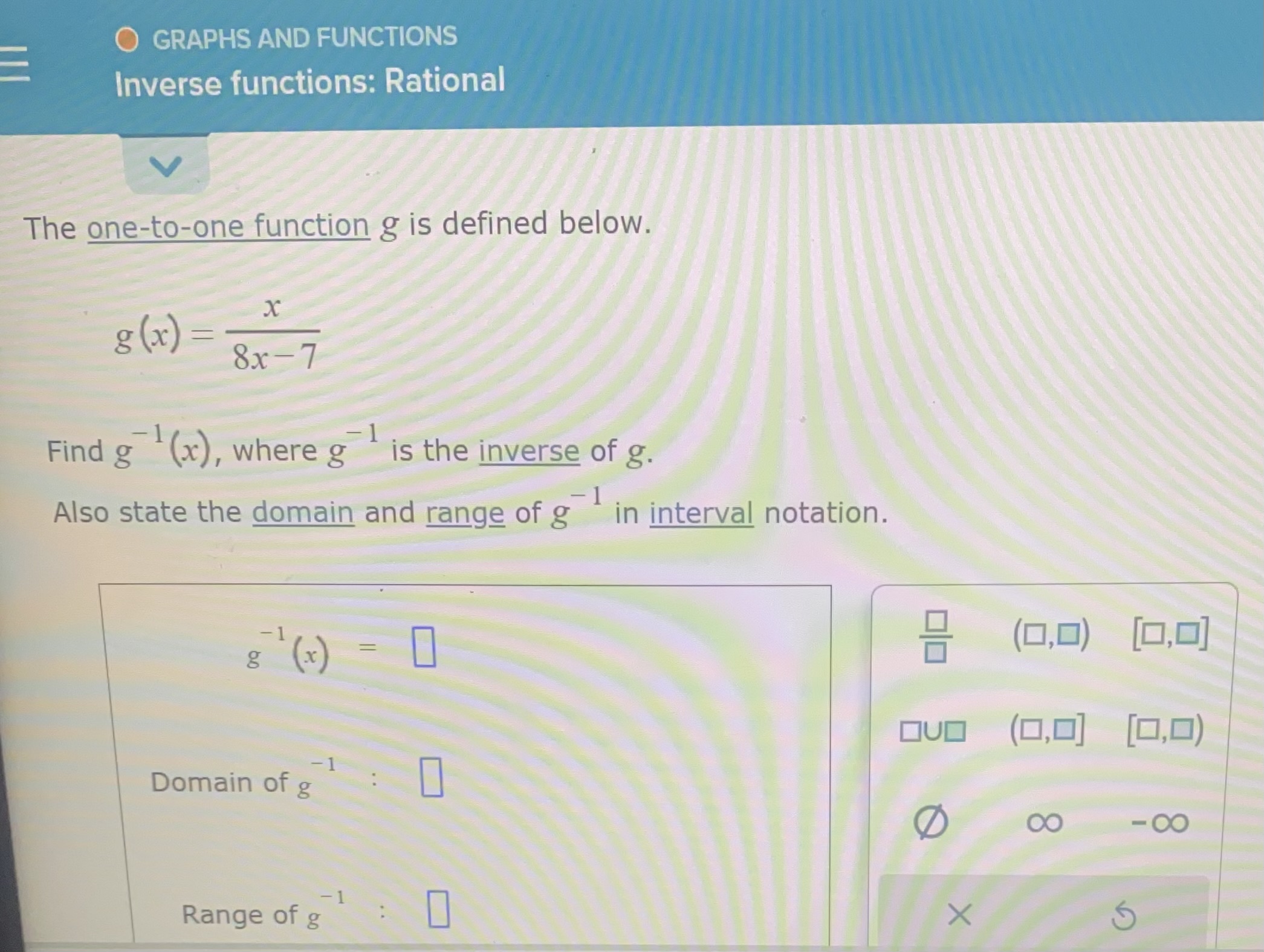 Solved The one-to-one function g is defined below. | Chegg.com