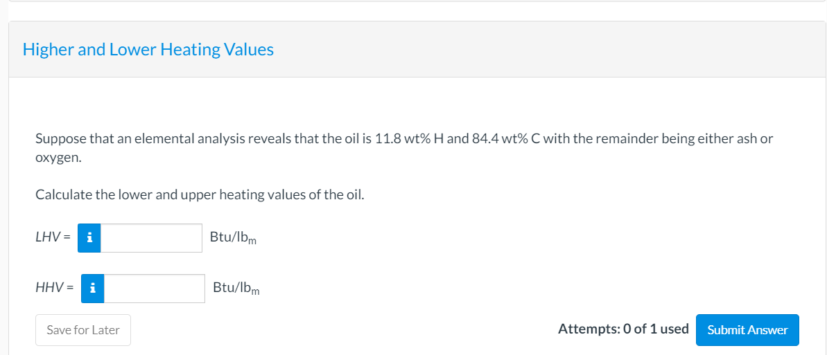 Solved Higher and Lower Heating Values Suppose that an | Chegg.com
