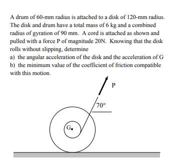Solved A drum of 60- mm radius is attached to a disk of | Chegg.com