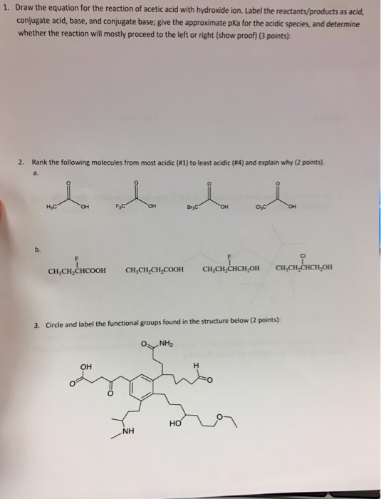 Solved Draw the equation for the reaction of acetic acid | Chegg.com