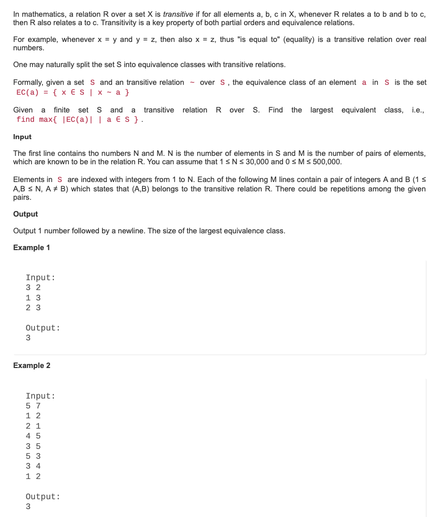 Solved In mathematics, a relation R over a set X is | Chegg.com