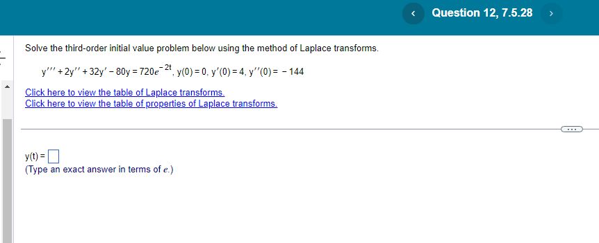 Solved Solve the third-order initial value problem below | Chegg.com