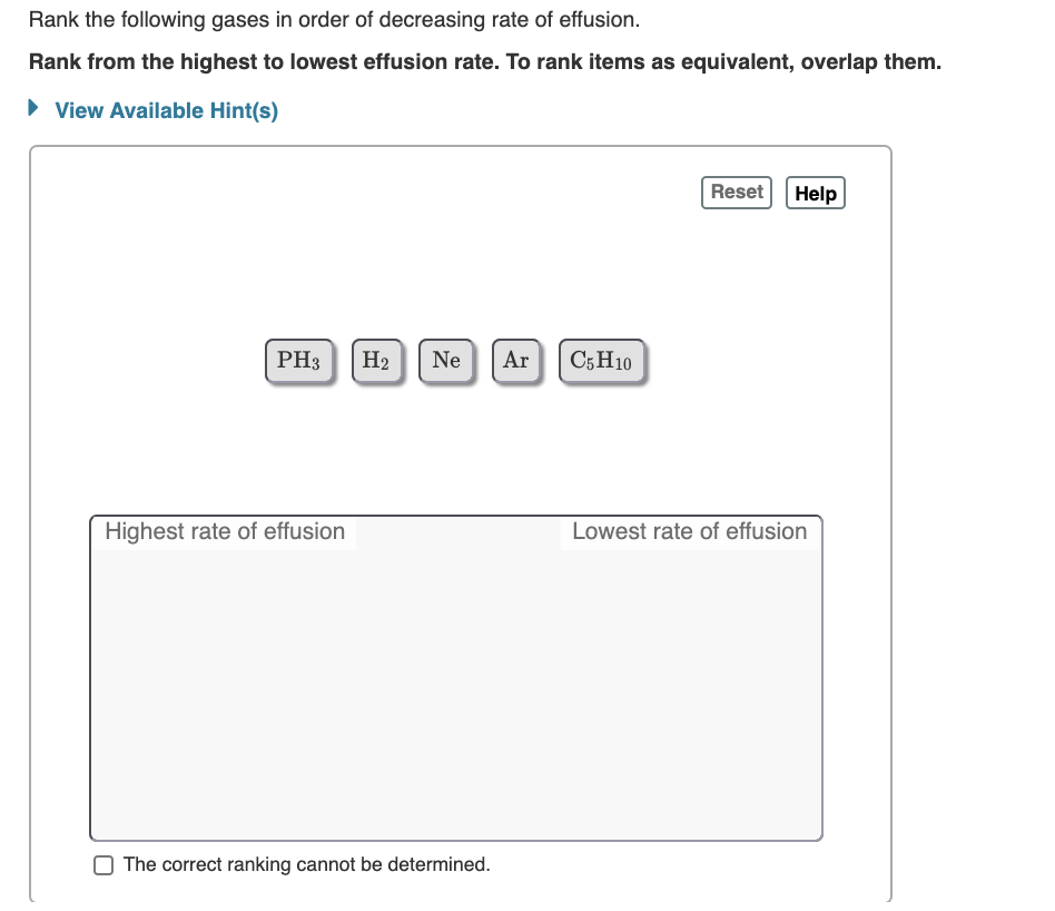 Solved Rank the following gases in order of decreasing rate | Chegg.com
