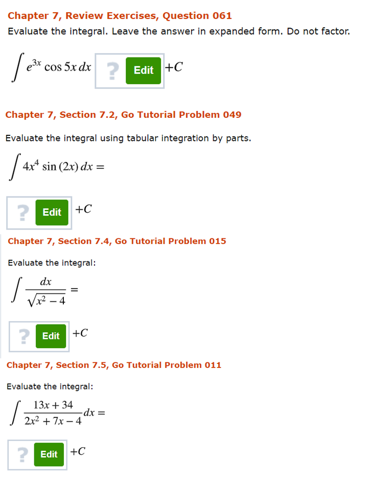 Solved Chapter 7, Review Exercises, Question 061 Evaluate | Chegg.com